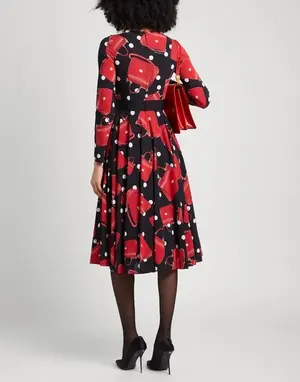 Dolce & Gabbana Polka Dot Pleated Midi Dress