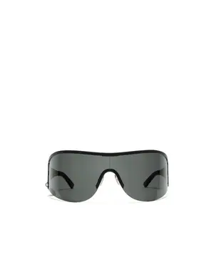 Acne Studios Shield Frame Sunglasses With Heart Embellishments - Black