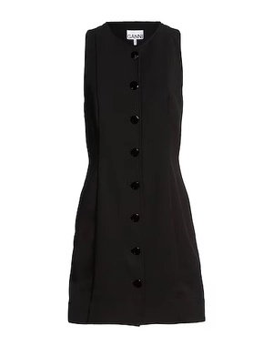 GANNI Solid Color Sleeveless Dress - Black
