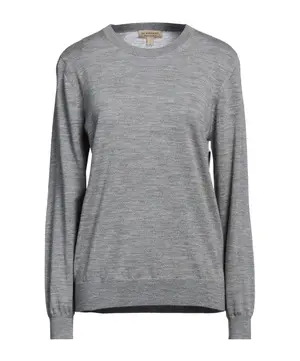 Burberry Long Sleeve Knitwear With Check Elbow Patches - Gray