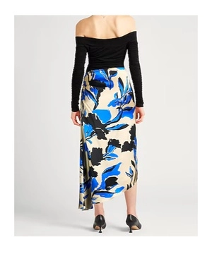 Max Mara Floral Print Asymmetrical Midi Skirt