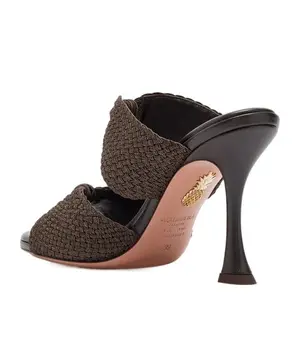 AQUAZZURA Woven Leather High-heeled Mules - Black