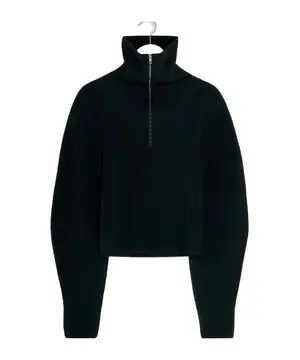 LEMAIRE High Neck Half-zipped Ribbed Jumper