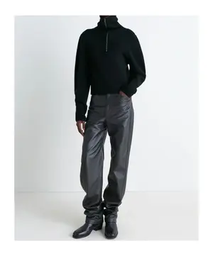 LEMAIRE High Neck Half-zipped Ribbed Jumper
