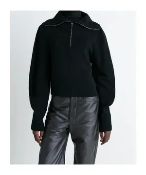 LEMAIRE High Neck Half-zipped Ribbed Jumper
