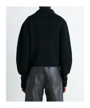 LEMAIRE High Neck Half-zipped Ribbed Jumper