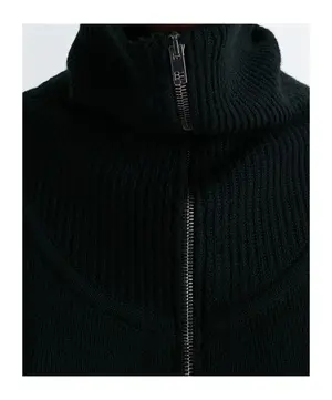LEMAIRE High Neck Half-zipped Ribbed Jumper