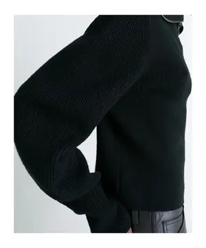 LEMAIRE High Neck Half-zipped Ribbed Jumper