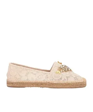 Dolce & Gabbana Lace Espadrilles With Crystal Embellishment - Nude