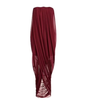 Burberry Strapless Pleated Dress With Asymmetrical Hem - Brown