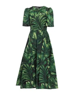 Dolce & Gabbana Leaf Print Jacquard Flared Dress