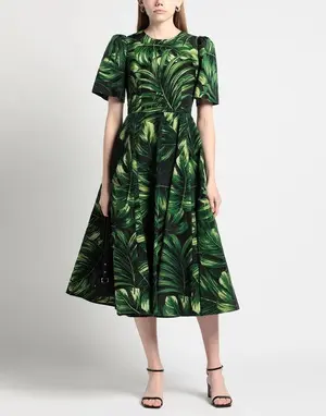 Dolce & Gabbana Leaf Print Jacquard Flared Dress