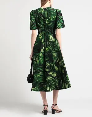 Dolce & Gabbana Leaf Print Jacquard Flared Dress