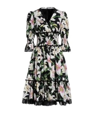 Dolce & Gabbana Flared Printed Dress - Black