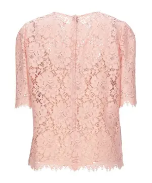 Dolce & Gabbana Lace Short Sleeve Top - Pink