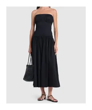 Tove Pleated Tube Top Dress - Black
