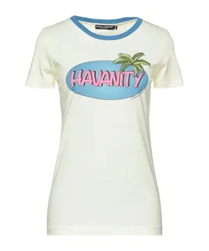 Dolce & Gabbana Solid Color Printed T-shirt - White
