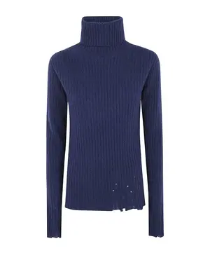 UMA WANG Ribbed Turtleneck Sweater - Blue