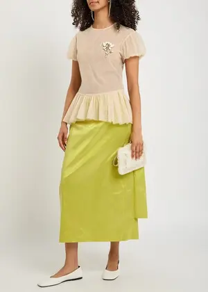 Simone Rocha Sculpted Bustle Taffeta Midi Skirt