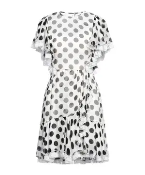 Dolce & Gabbana Flared Polka-dot Lace Chiffon Dress - White