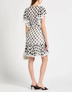 Dolce & Gabbana Flared Polka-dot Lace Chiffon Dress