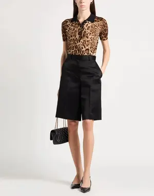 Dolce & Gabbana Leopard Print Knit Short Sleeve Polo