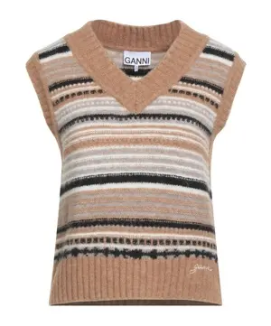GANNI Sleeveless V-neck Pullover With Embroidered Logo