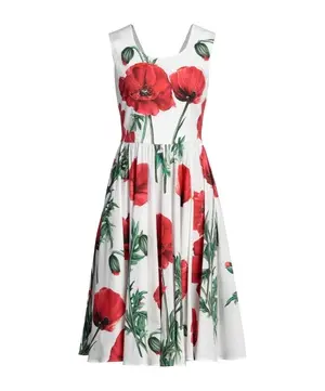 Dolce & Gabbana Sleeveless Floral Print Midi Dress - White