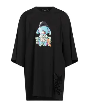 Dolce & Gabbana Loose Solid Color Printed T-shirt - Black