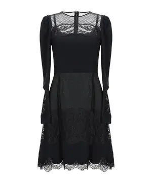 Dolce & Gabbana Solid Color Lace Dress - Black