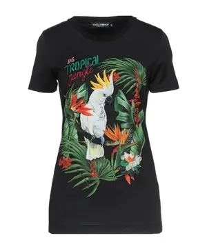 Dolce & Gabbana Solid Crew Neck Short Sleeve T-shirt - Black