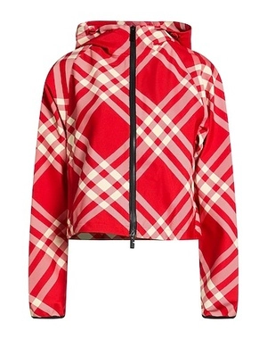 Burberry Printed Hooded Casual Jacket - Red