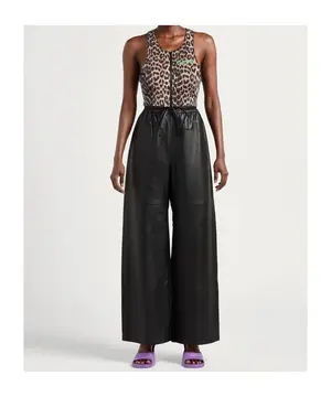 GANNI Leopard Print Sports Top With Zip Closure