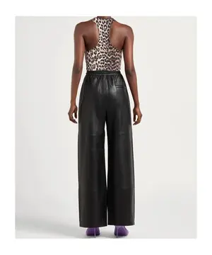 GANNI Leopard Print Sports Top With Zip Closure