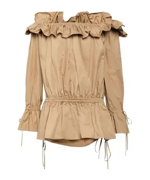 Saint Laurent Off-the-shoulder Top With Drawstring Ruching