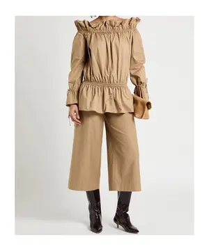 Saint Laurent Off-the-shoulder Top With Drawstring Ruching