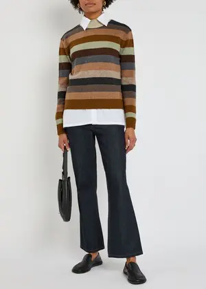Tory Burch Striped Wool Mock Neck Top