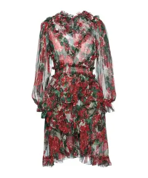 Dolce & Gabbana Floral Long-sleeve Dress - Red