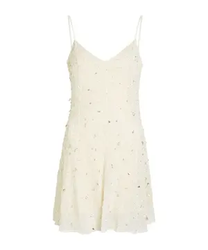 Staud Emily Embellished Mesh Mini Dress - White