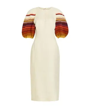 Gabriela Hearst Striped-knit Linen Midi Dress