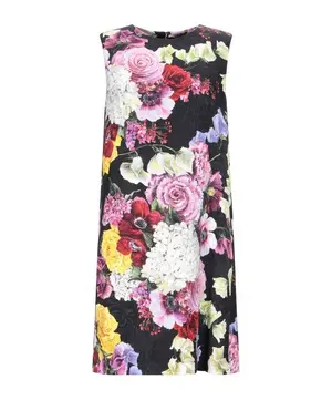 Dolce & Gabbana Sleeveless Crewneck Floral-print Jacquard Satin Dress