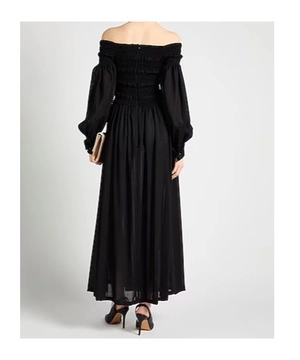Max Mara Long Sleeve Gathered Evening Dress