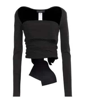 Dolce & Gabbana Long Sleeve Square Neck Cropped Top