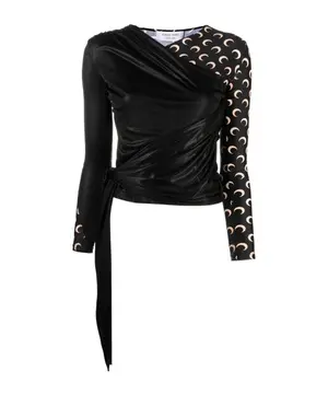 MARINE SERRE Regenerated Panelled Draped Jersey Top