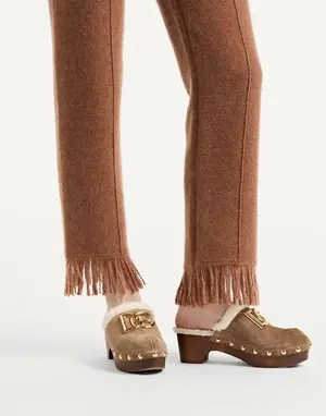 Dolce & Gabbana Two-tone Woolen Platform Slippers