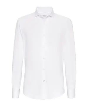 Brunello Cucinelli Spread-collar Cotton Shirt - White