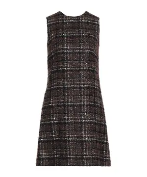 Dolce & Gabbana Sleeveless Plaid Tweed Dress - Black