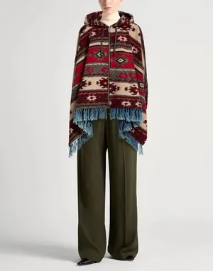 DIESEL® Woolen Printed Zip-up Hooded Cape
