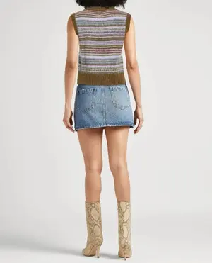 GANNI Sleeveless V-neck Striped Knitwear Vest