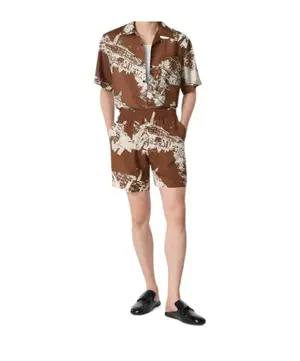 Bottega Veneta Italian Postcard Printed Silk Shantung Shorts